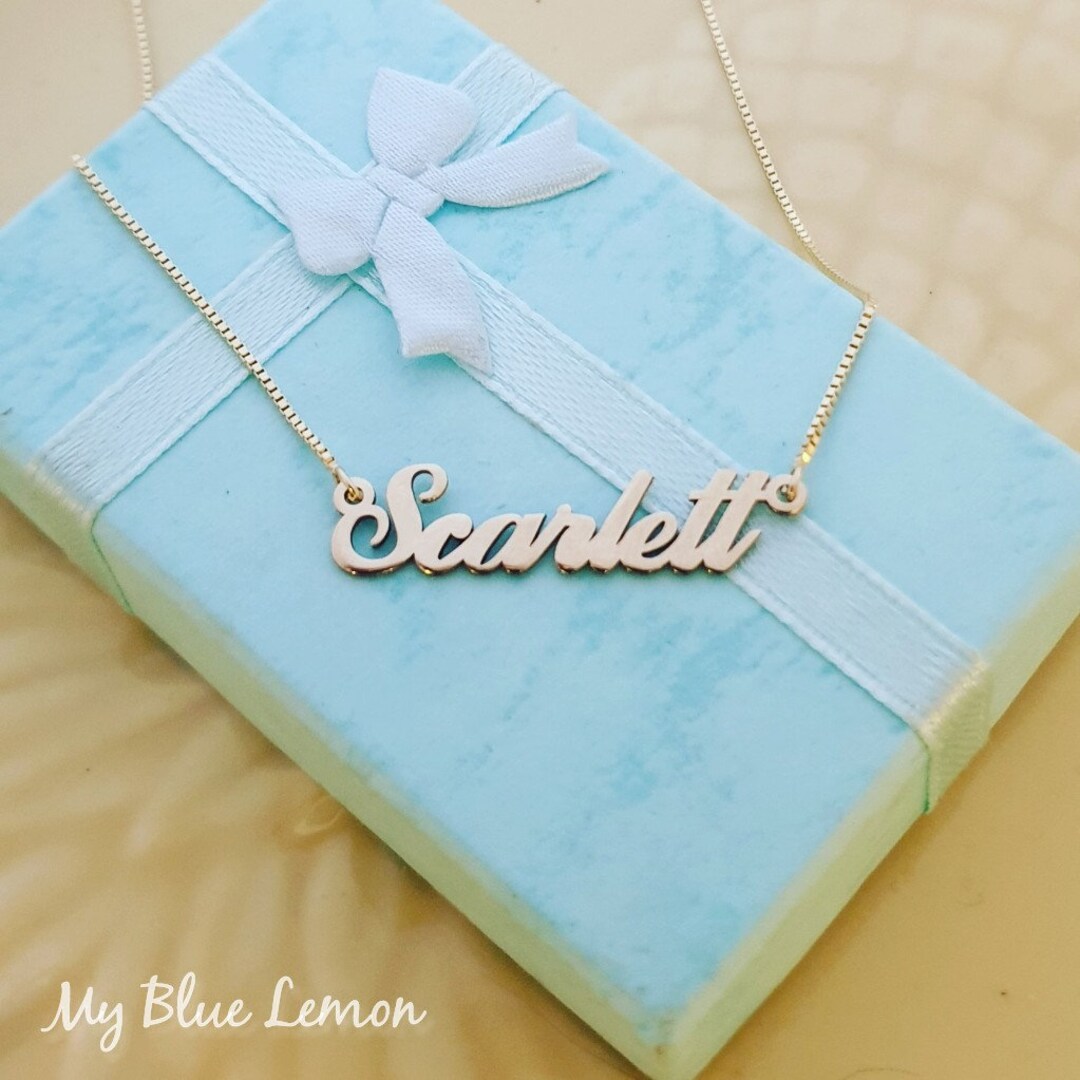 Real Small Name Necklace Pure Yellow Gold Petite Dainty - Etsy