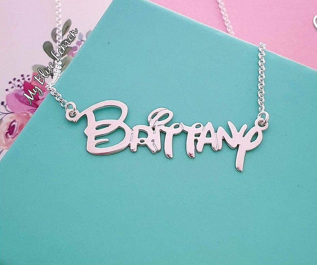 Personalized Name Necklace Brittany Style All Solid Sterling Silver 925 Etsy