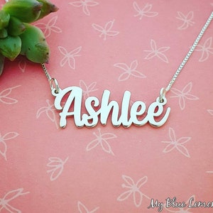 Name Plate Necklace Samantha Style Solid Sterling Silver 925 - Etsy