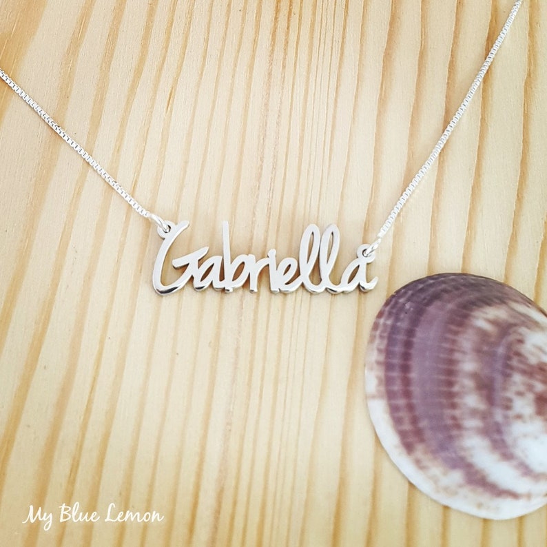 Name Necklace Sterling Silver Delicate Font Gabriella Style - Etsy
