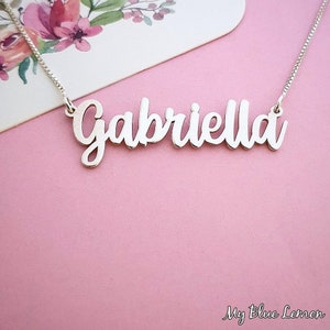 Name Plate Necklace Samantha Style Solid Sterling Silver 925 - Etsy