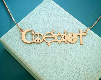 Coexist Bracelet, Boho Cuff, Peace Inspirational Jewelry - Etsy