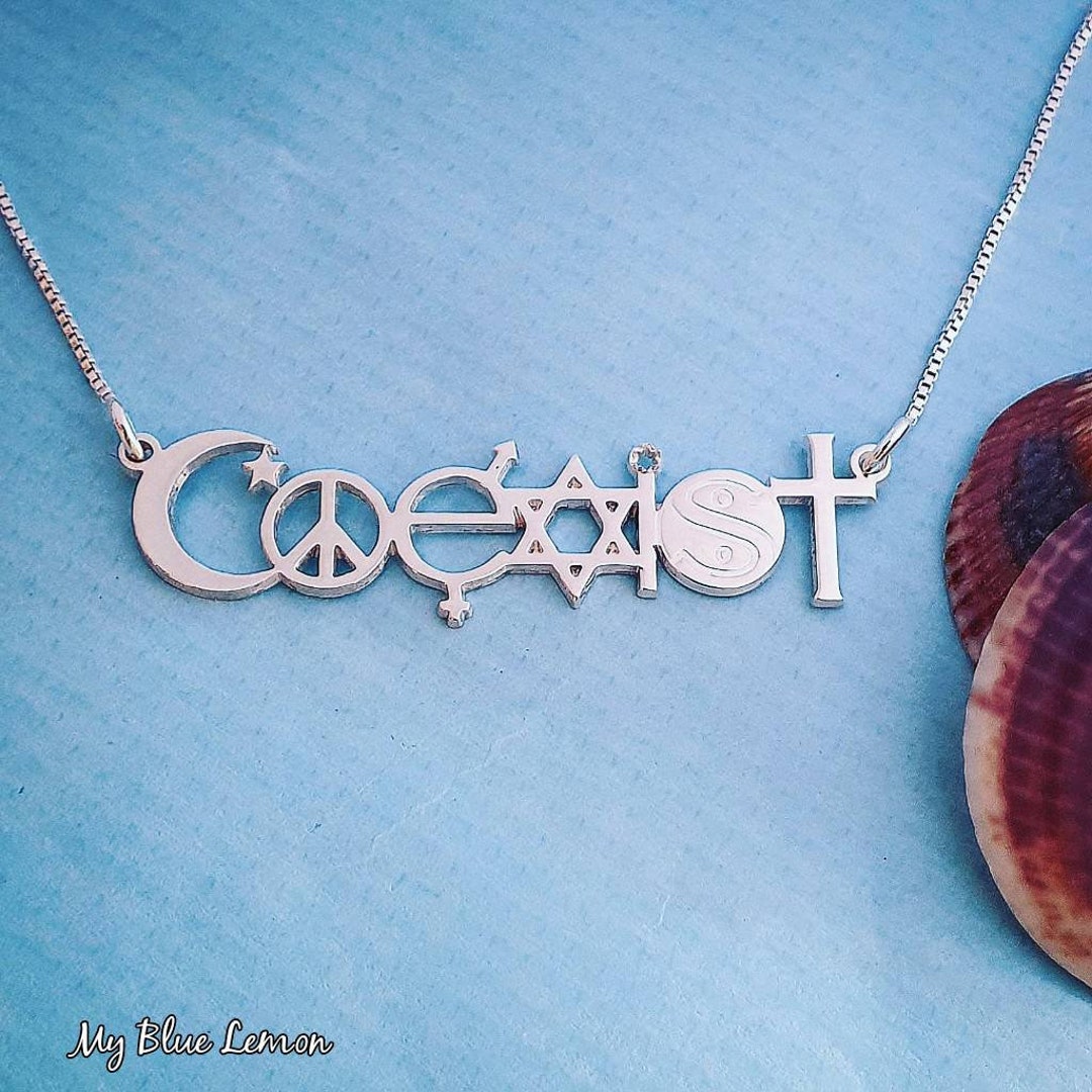 Coexist Necklace - Coexist Pendant - Solid Sterling Silver or 18k Gold ...