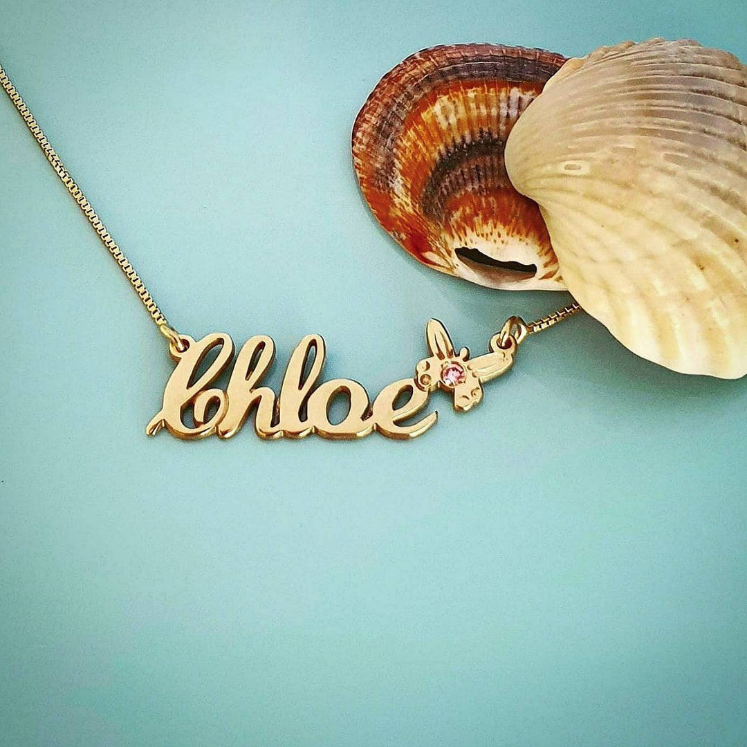 Gold Name Necklace Chloe Butterfly Birthstone Style - Etsy