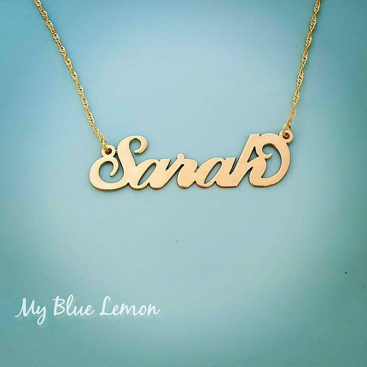 Leah Style Name Necklace, 14k Gold Name Chain, Sex in the City Pendant ...