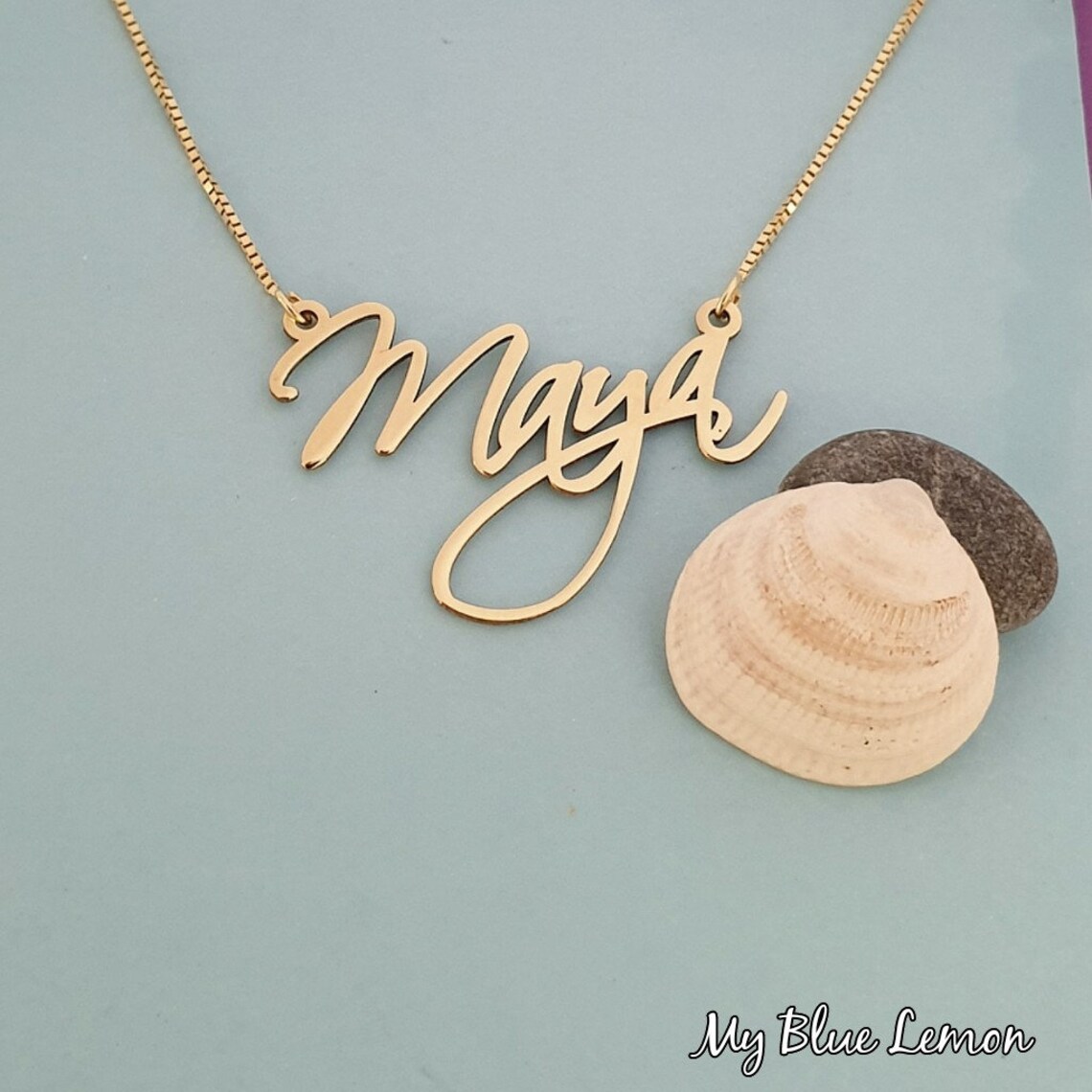 Maya Name Necklace Real Gold Pendants Solid Pure Yellow - Etsy
