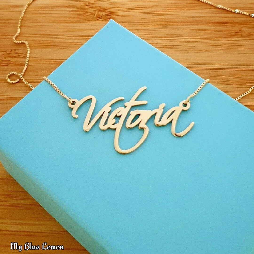 Name Necklace Real 14k Solid Gold Victoria Style - Etsy