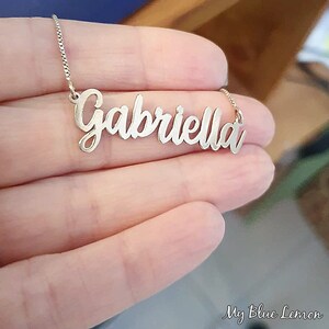 Name Plate Necklace Samantha Style Solid Sterling Silver 925 - Etsy