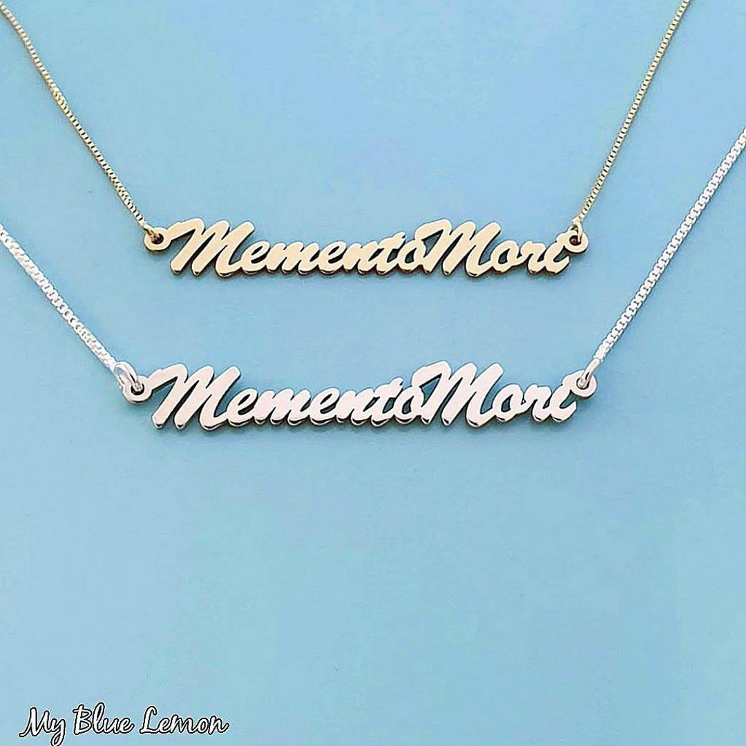 Sterling Silver Memento Mori Name Necklace, Petite Custom Word Jewelry ...