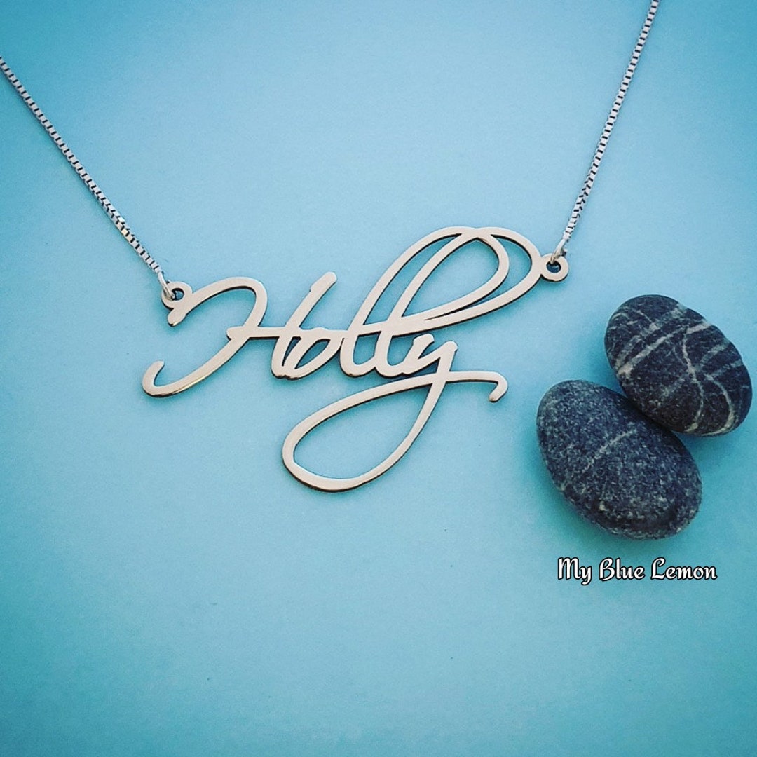 Name Necklace Name Plate Personalized Pendant Sterling Silver 925 With