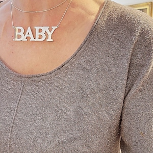 Extra Large Name Necklace BABY Style • All Capital Letters Sterling ...
