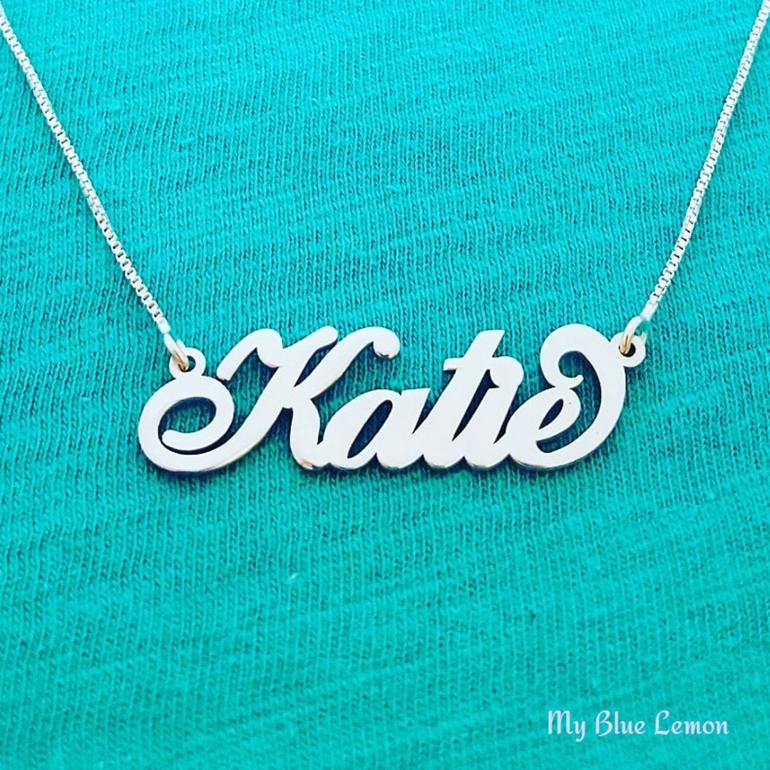 Name Necklace Chain Script Katie Style Solid Sterling Silver 925 ORDER ...