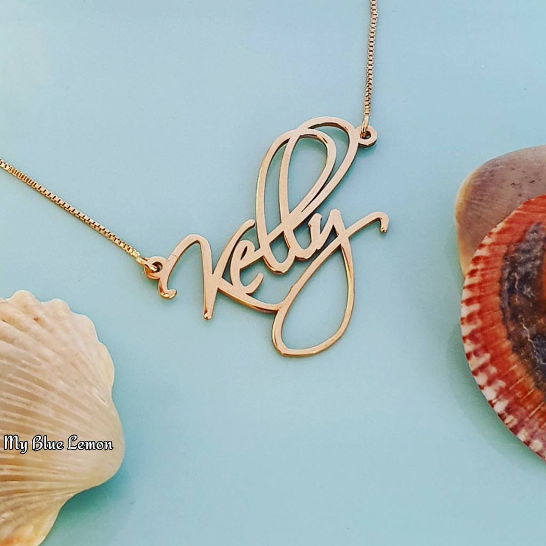 14k Solid Gold Name Necklace: Personalized Kelly Style - Etsy