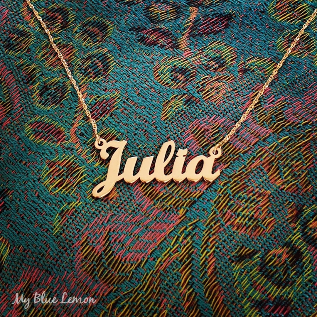 14k Solid Gold Name Necklace - Julia Style Personalized Jewelry - Etsy