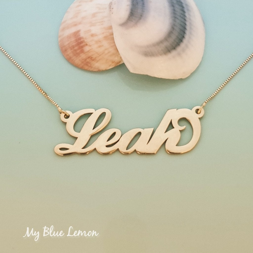 Leah Style Name Necklace, 14k Gold Name Chain, Sex in the City Pendant ...