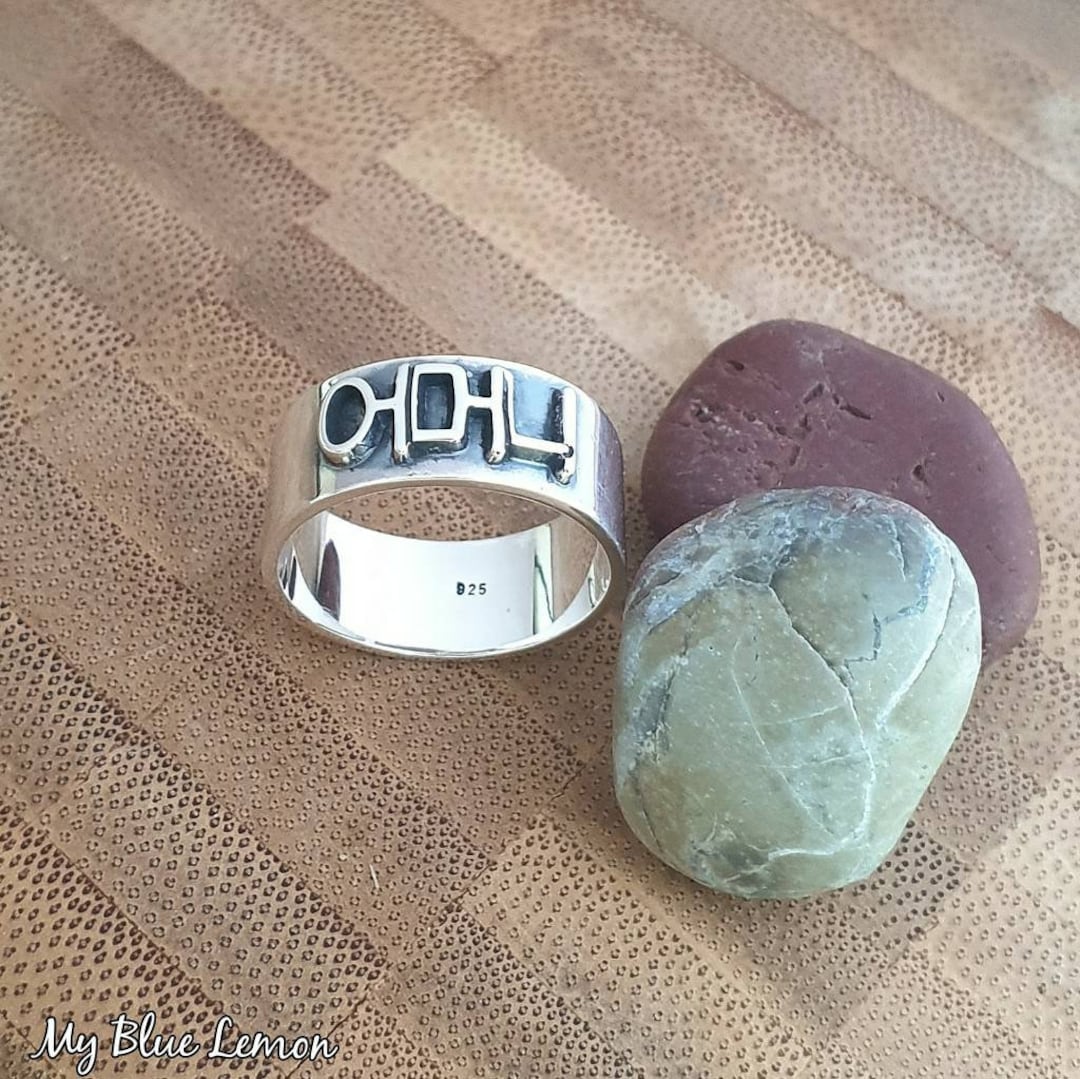 Korean Name Ring Personalized Silver Hangul Letter Word Band Custom ...