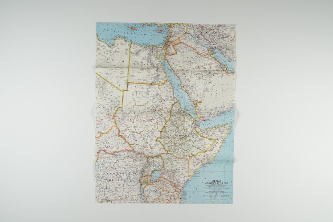 1963 Africa Countries of the Nile Vintage Fold-out Map - Etsy