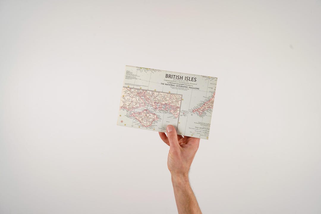1958 British Isles Vintage Fold-out Map by National Geographic Magazine ...