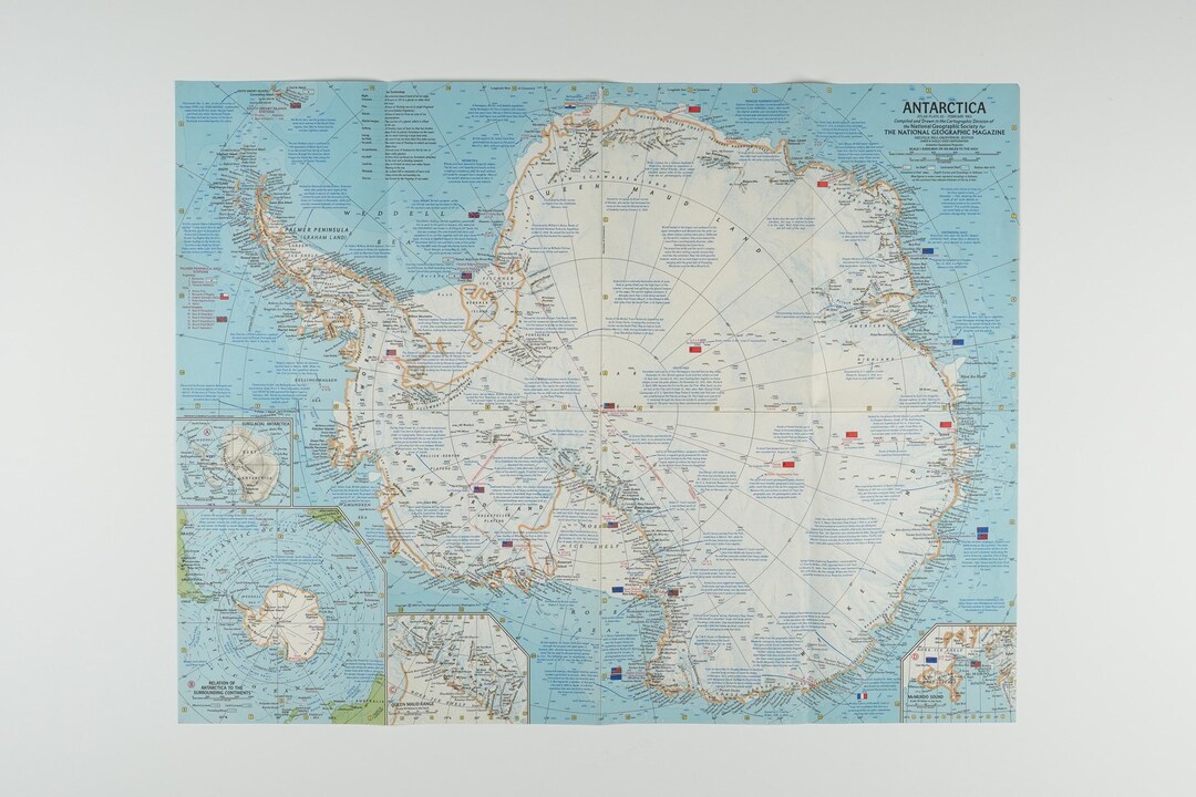 1957 Antarctica Vintage Fold-out Map - Etsy