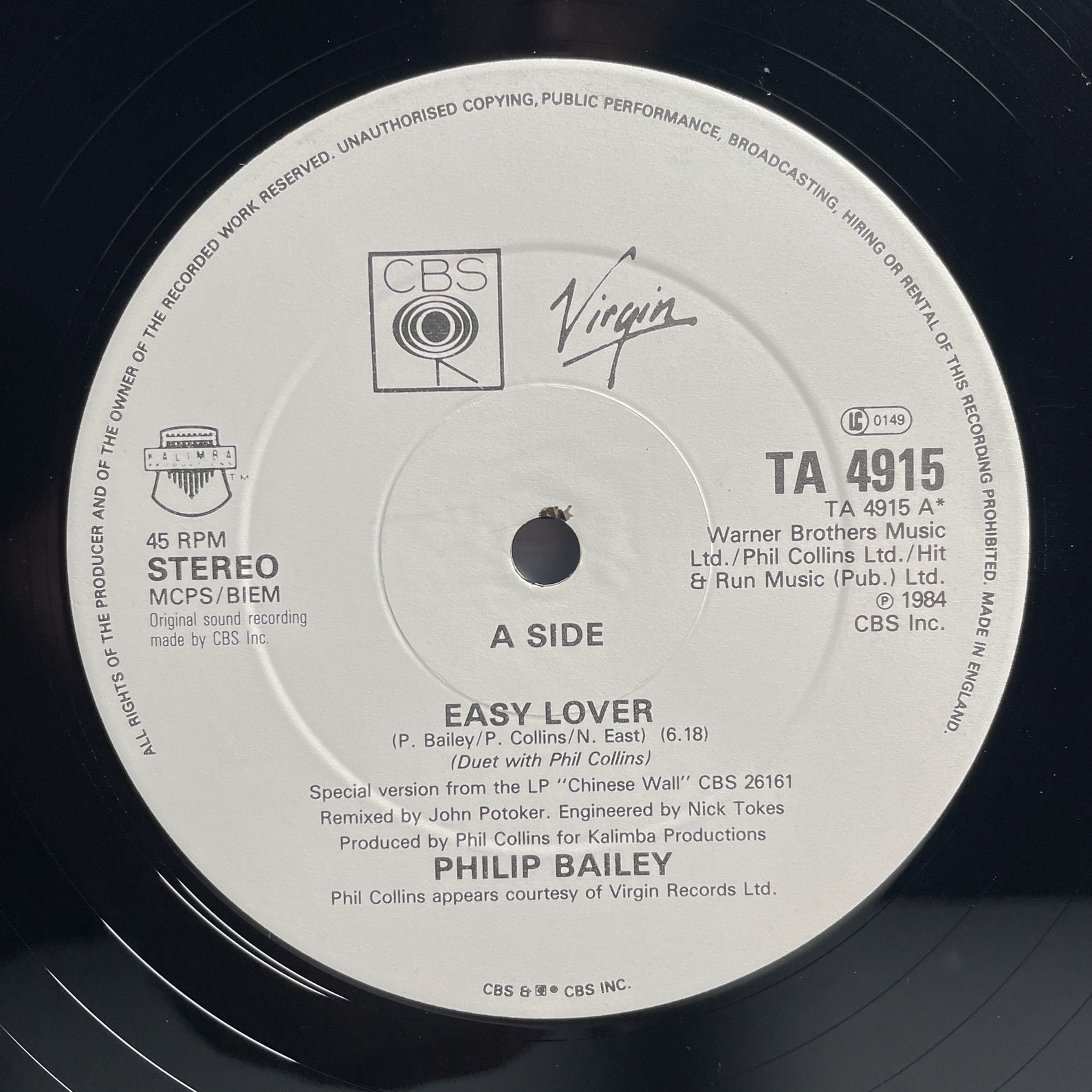 Philip Bailey & Phil Collins Easy Lover Vinilo LP Record | Etsy