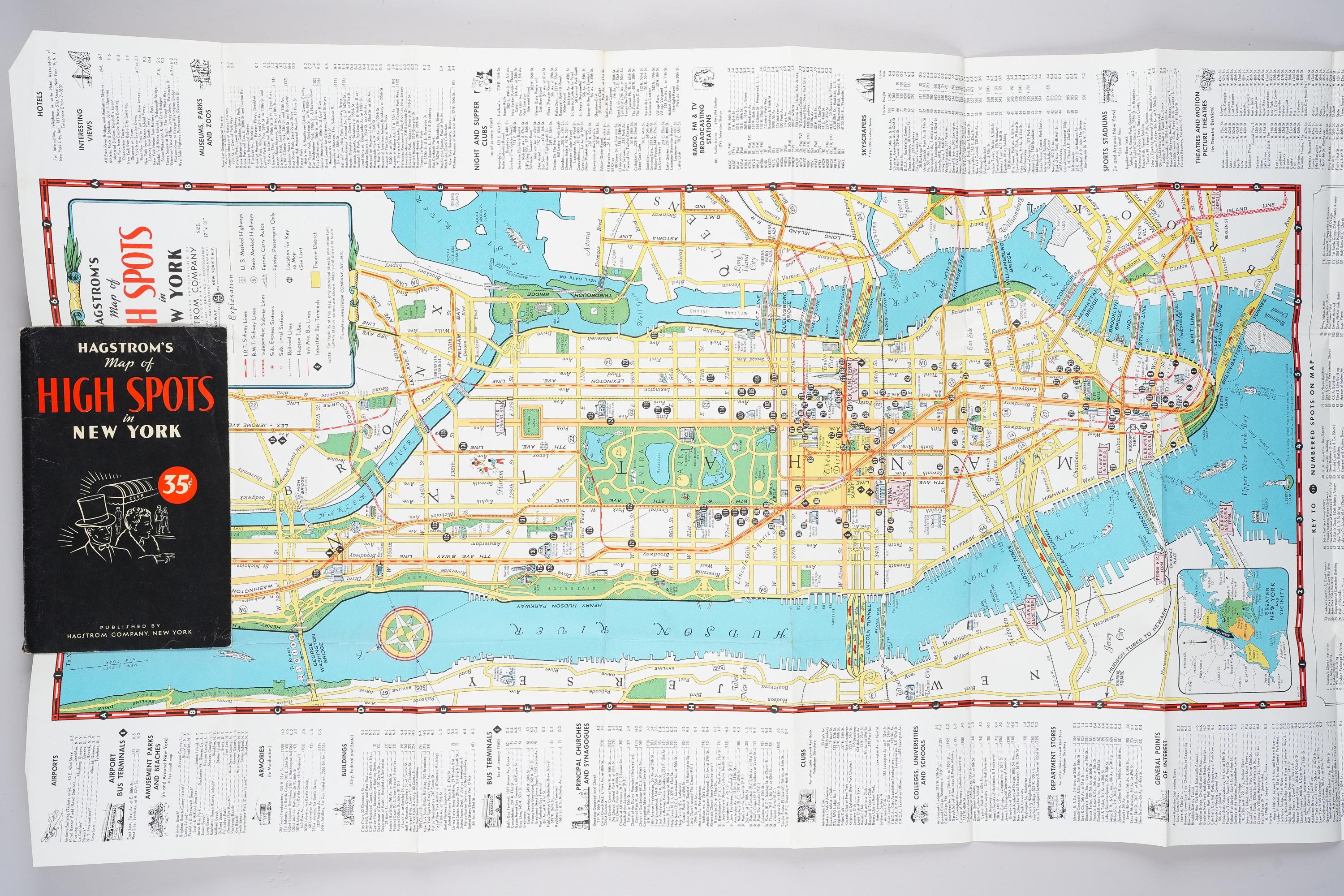 Hagstrom's Map of High Spots in New York - Etsy