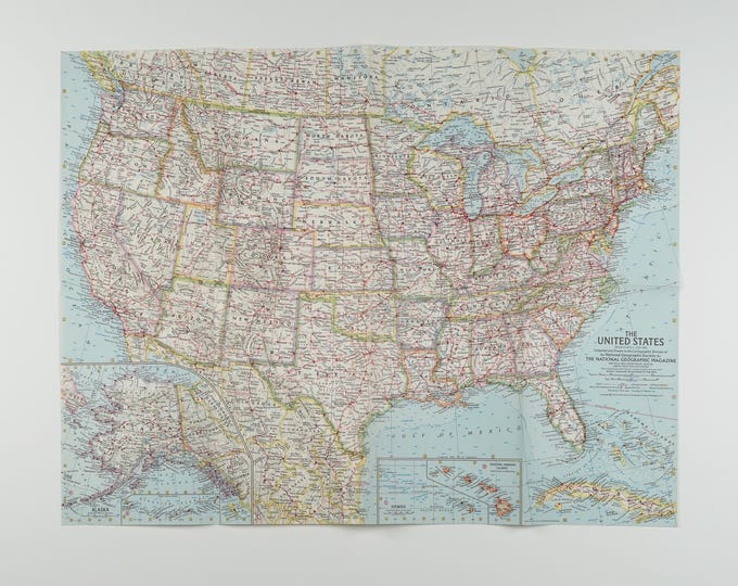 1961 United States Vintage Fold-out Map - Etsy