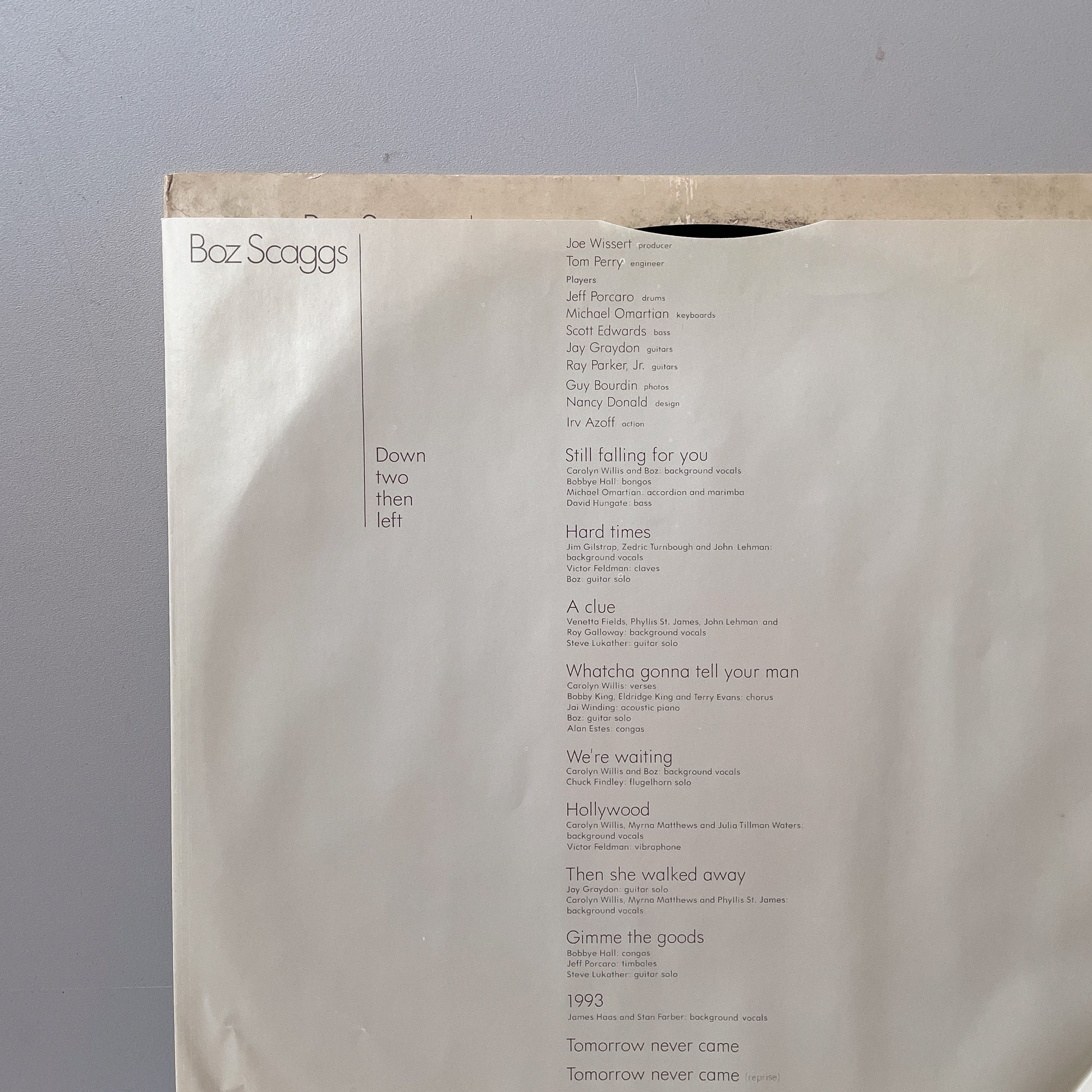 Boz Scaggs Down Two Then Left Vinyl LP Record 1977 - Etsy Australia