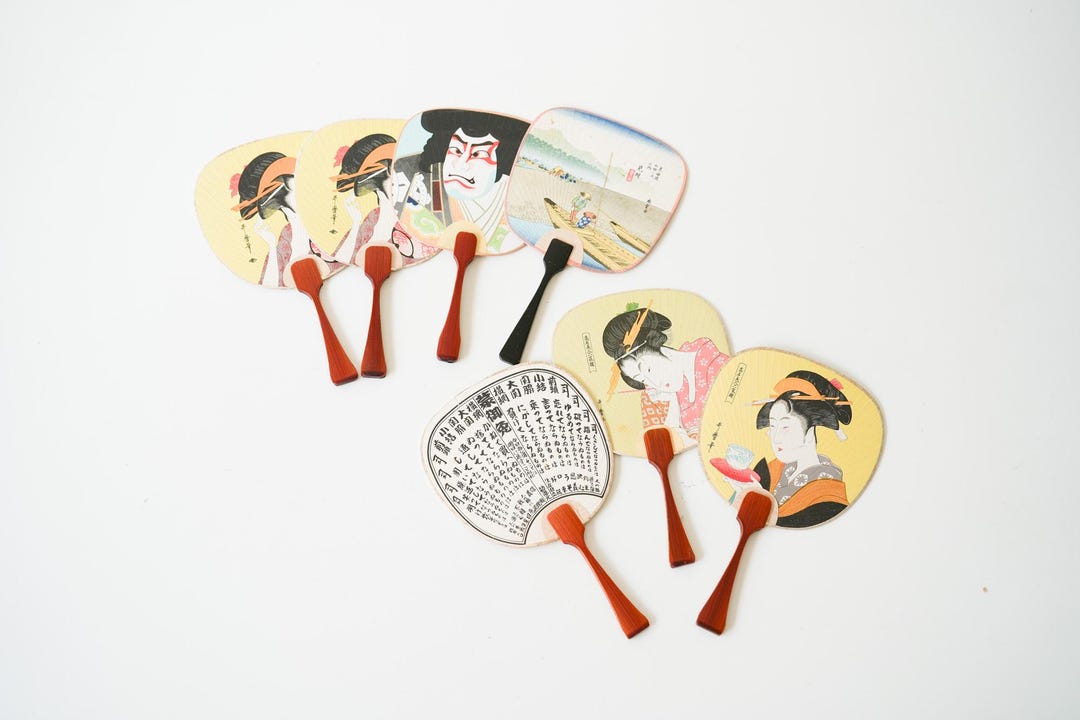 Set of 7 Japanese Uchiwa Geisha Hand Fan - Etsy