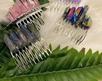 Silver Metal Crystal Spike Pyramid Comb for Weddings - Etsy