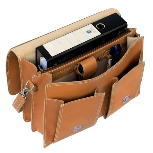Briefcase / Teacher Bag for Women and Men, Size L, Leather, 600 Black ...