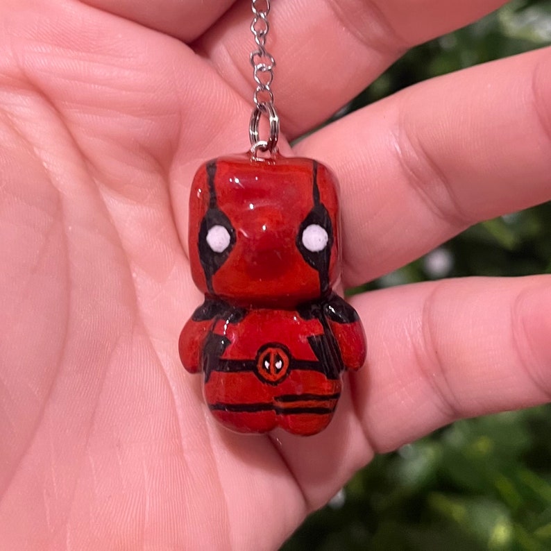 Deadpool Keychain Handmade Clay Art Gift Cool Keychain Polymer Clay Art ...