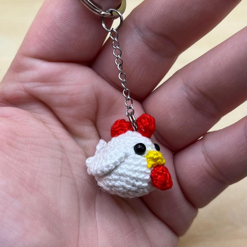 Micro Crochet Stuffed Chicken Keychain - Stuffed Animals | Handmade ...