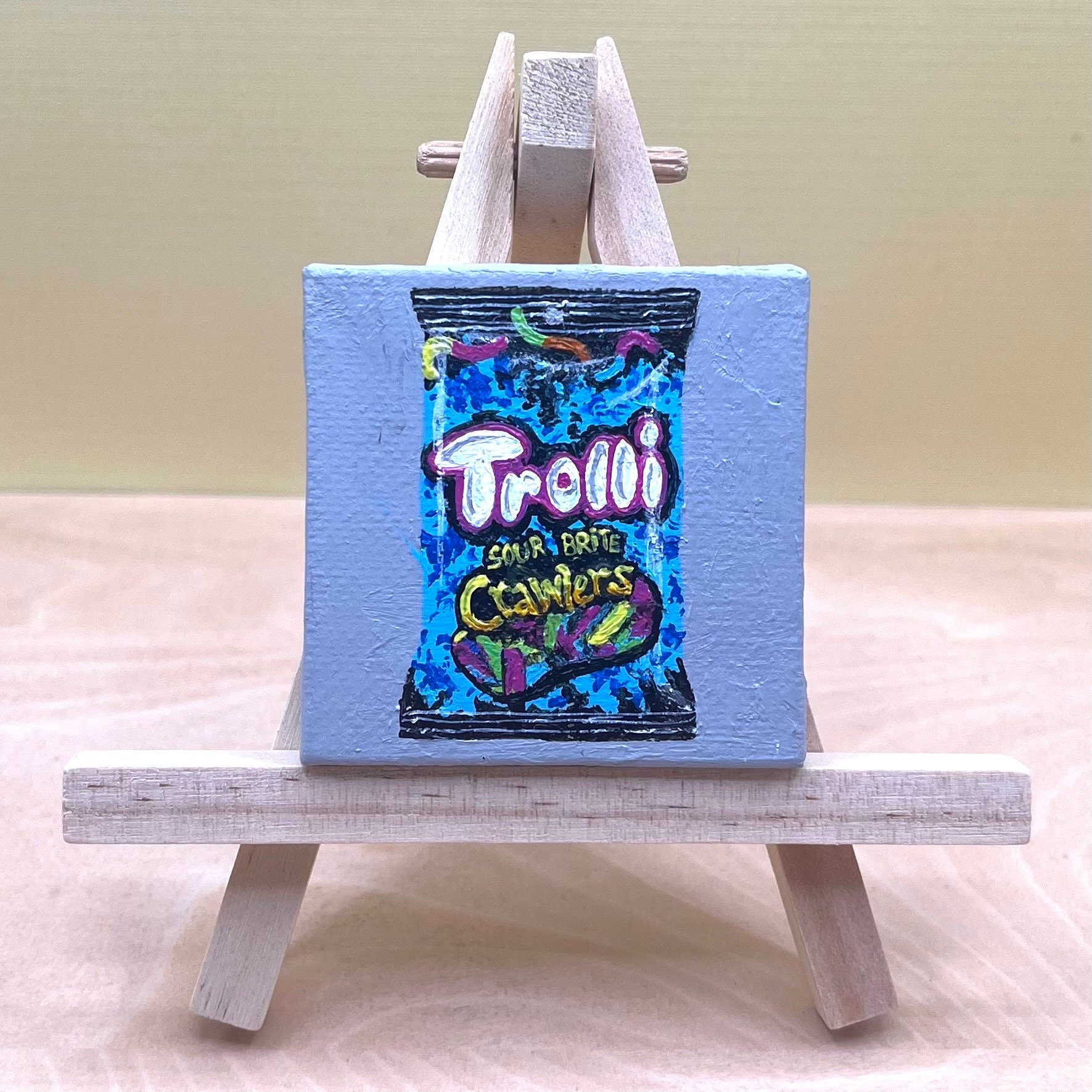 Miniature Trolli Gummy Worms Painting 2 X 2 Food Painting Food Art ...
