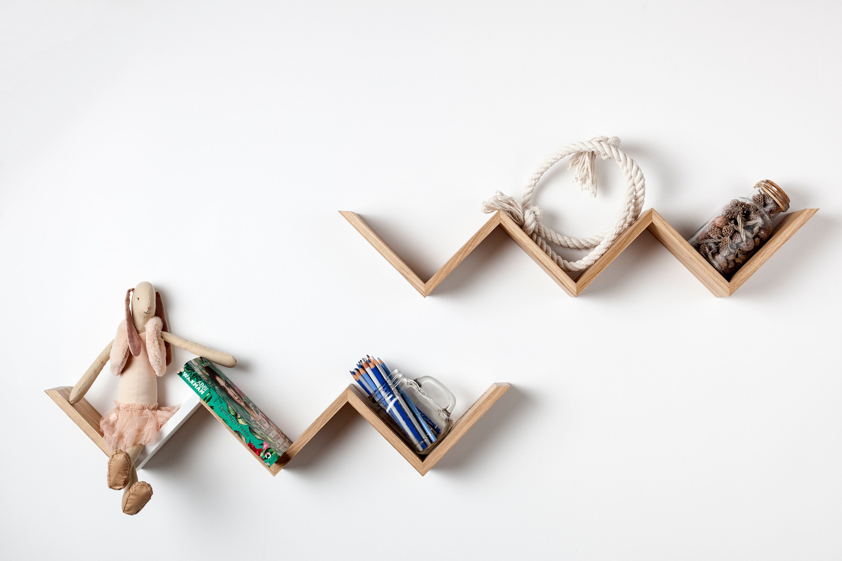 Zyg-zag Wooden Shelf Jung White - Etsy