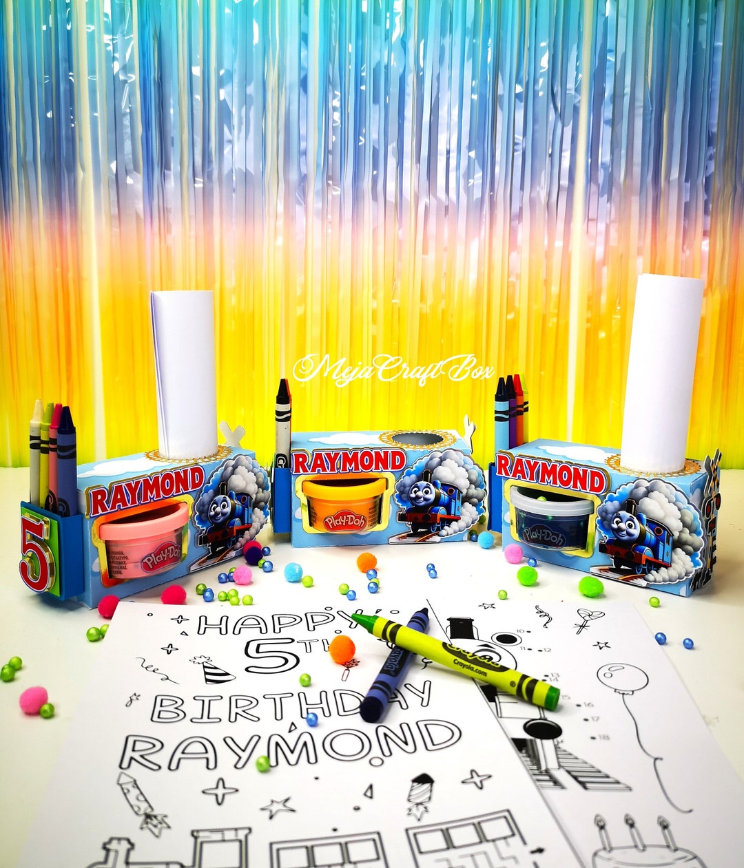 Play-doh Activity Boxes, Crayon, Colouring Page Party Favour Boxes, Train, Thomas - Etsy