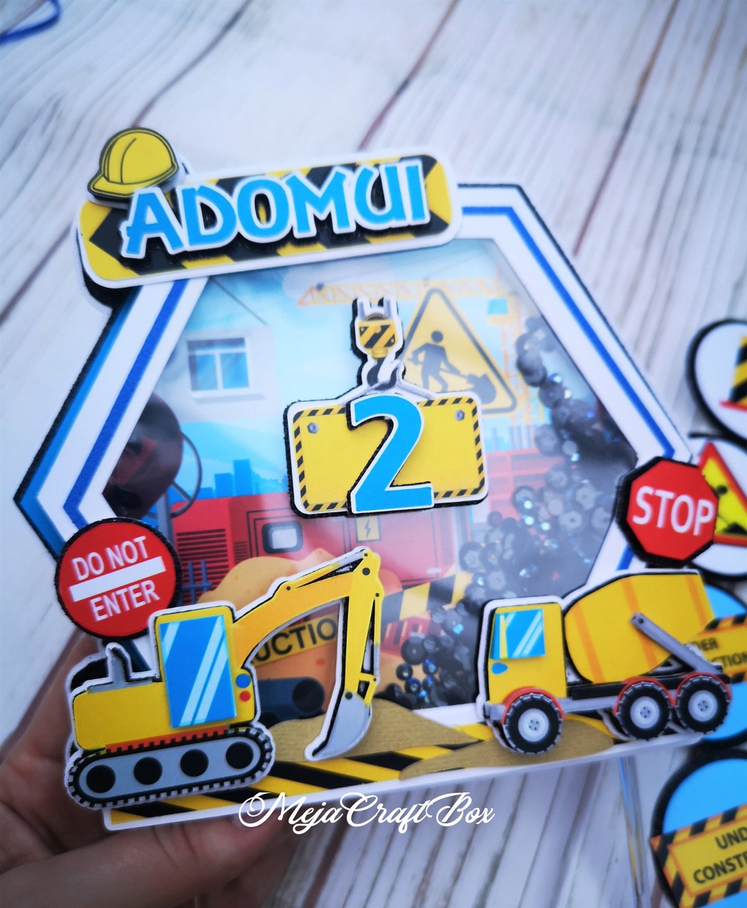 Construction 3D Shaker Cake Topper Personalised Cake - Etsy