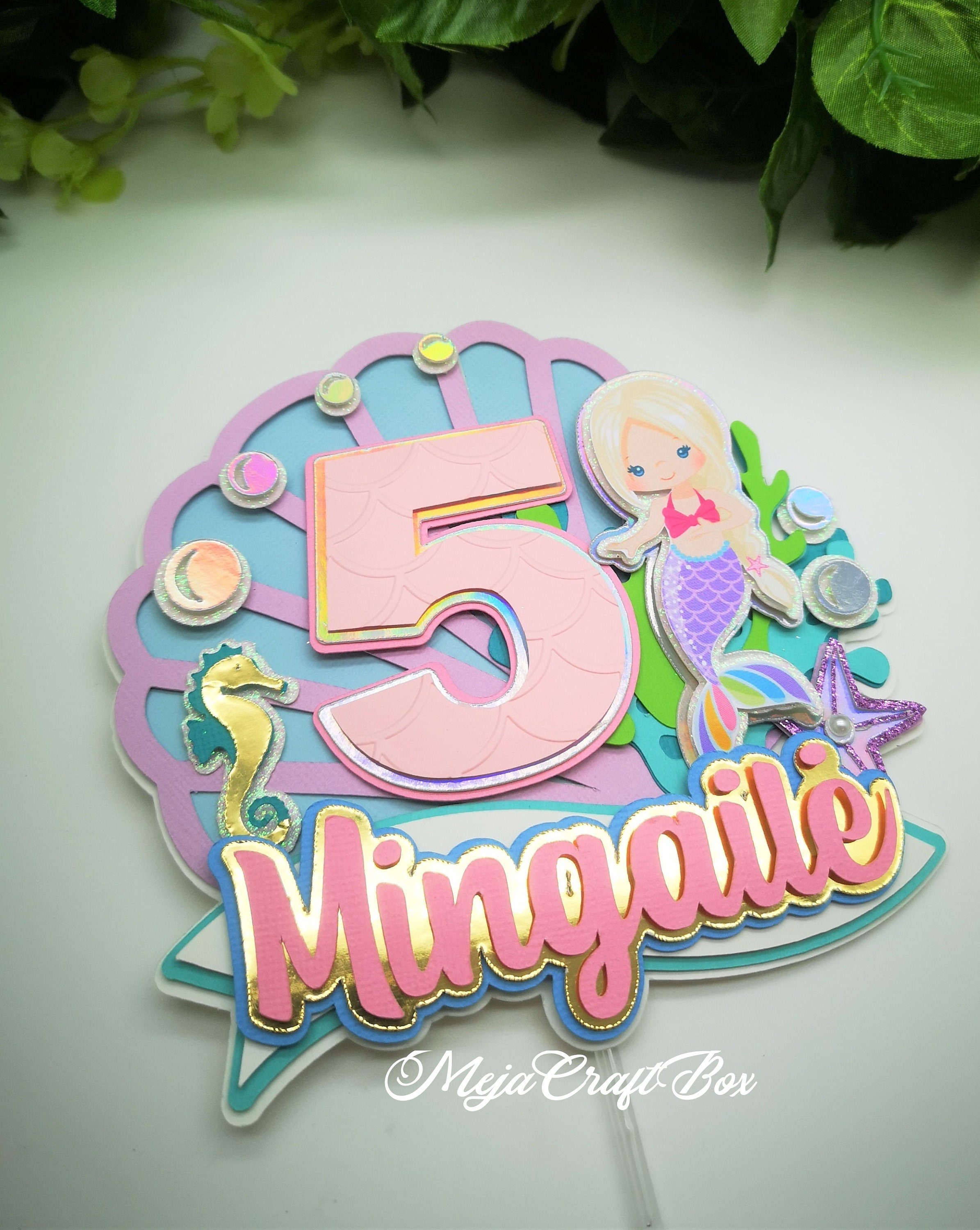 Mermaid 3D Personalised Birthday Cake Topper Option to | Etsy