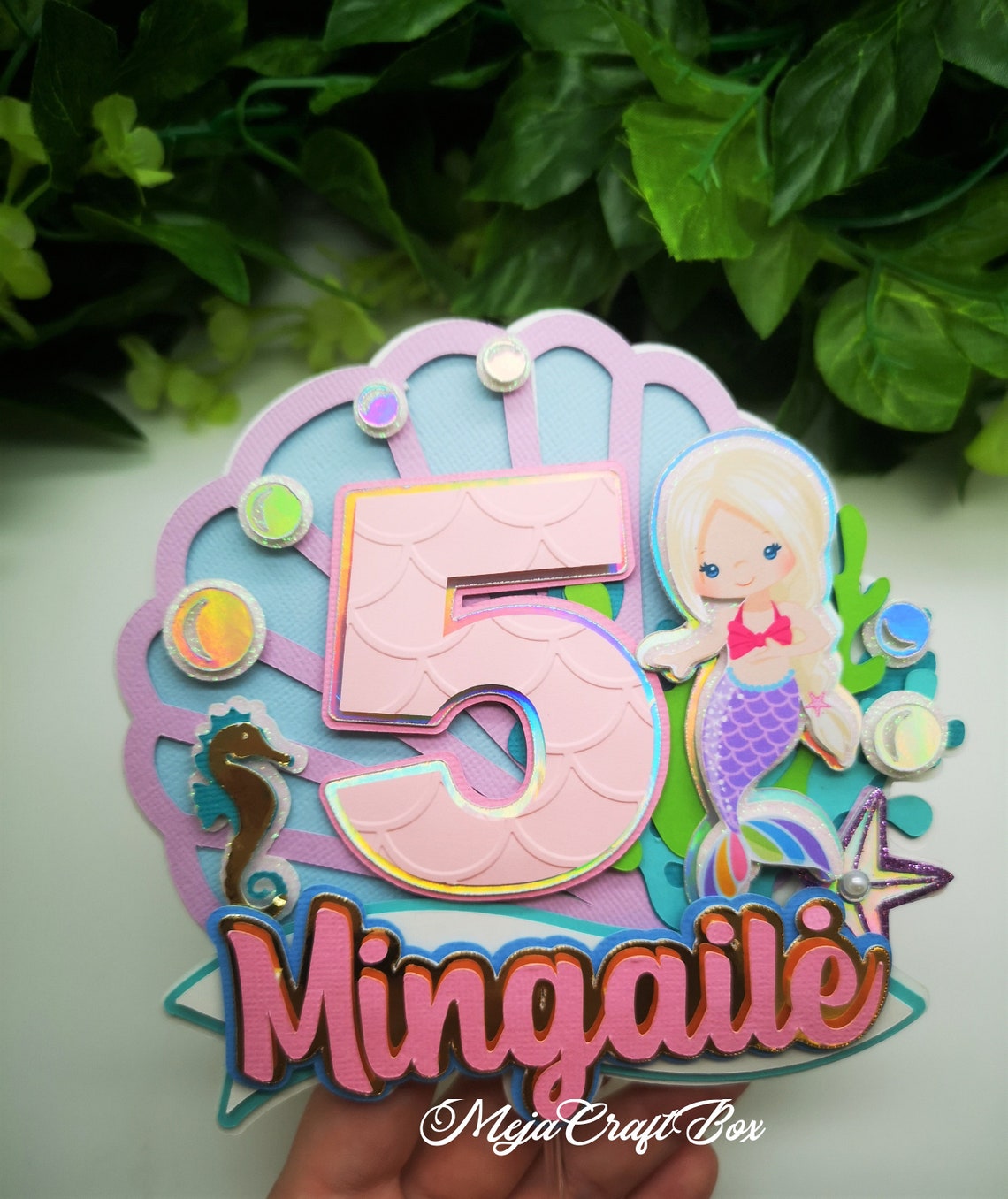Mermaid 3D Personalised Birthday Cake Topper Option to | Etsy