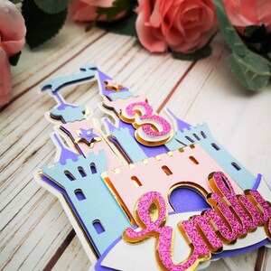 Princess Castle 3D Personalised Glitter Cake Topper, Cake Decoration - Etsy