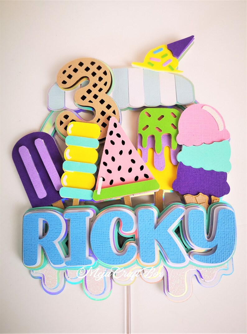 Personalised Ice Cream Birthday Cake Topper - Etsy Canada
