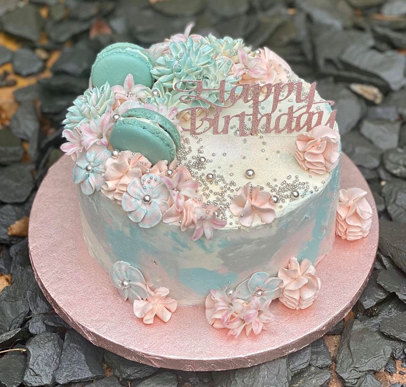 Happy Birthday Cake Pick Topper Decoration Gold Glitter Cake Etsy