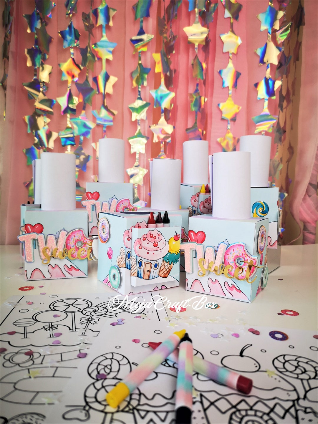 Two Sweet Party Decoration, Colouring Box, Personalised Activity Boxes ...