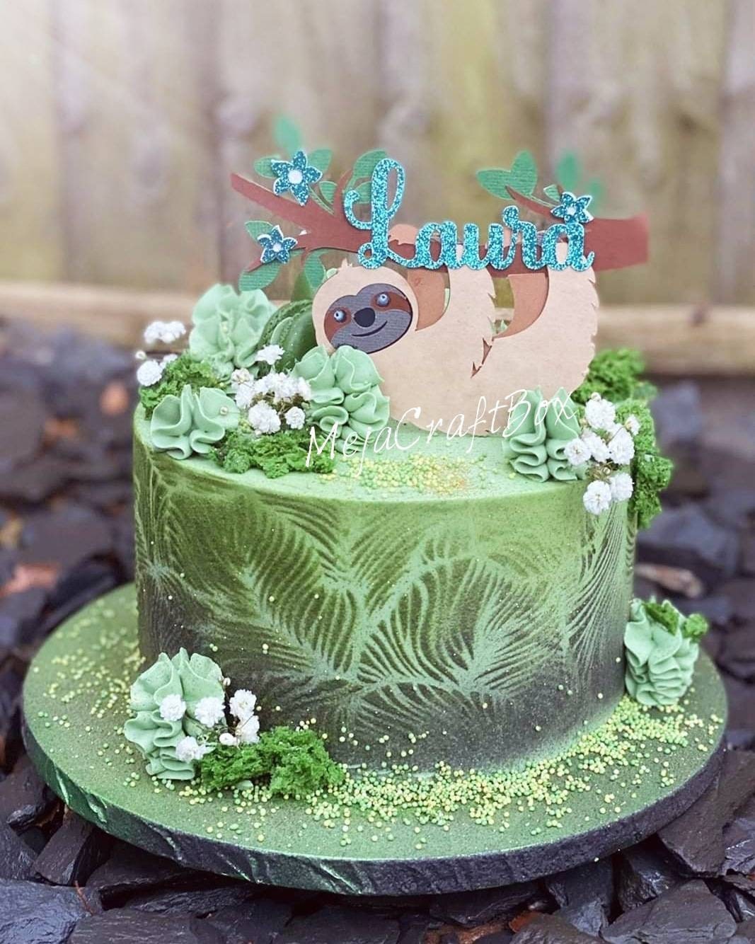 Personalised Sloth Cake Topper Girl/Boy version add any name | Etsy