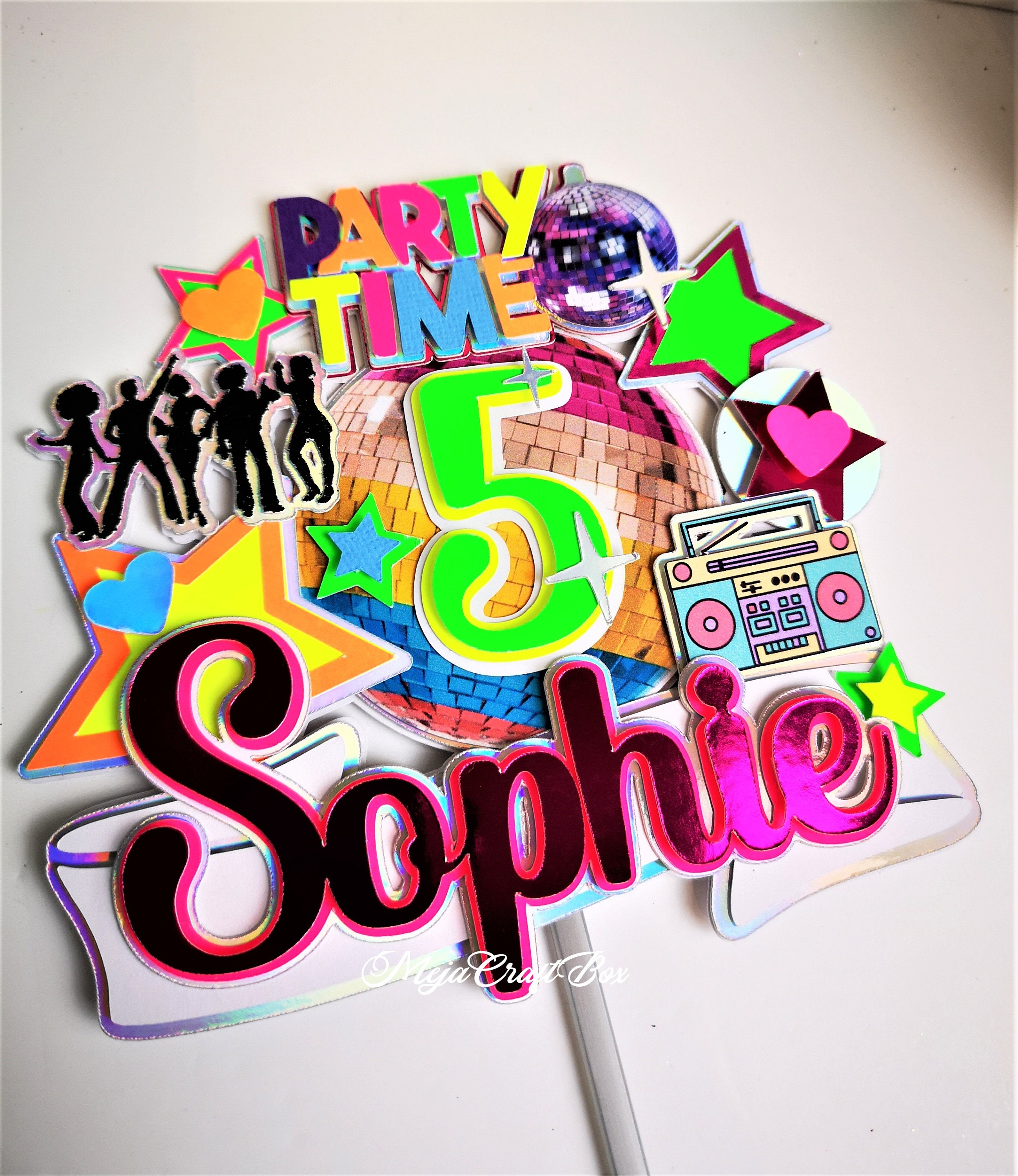 Disco Dancers Neon Cake Topper 3D Retro Cake Decoration - Etsy