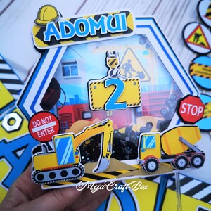 Construction 3D Shaker Cake Topper, Personalised Cake Decoration - Etsy UK