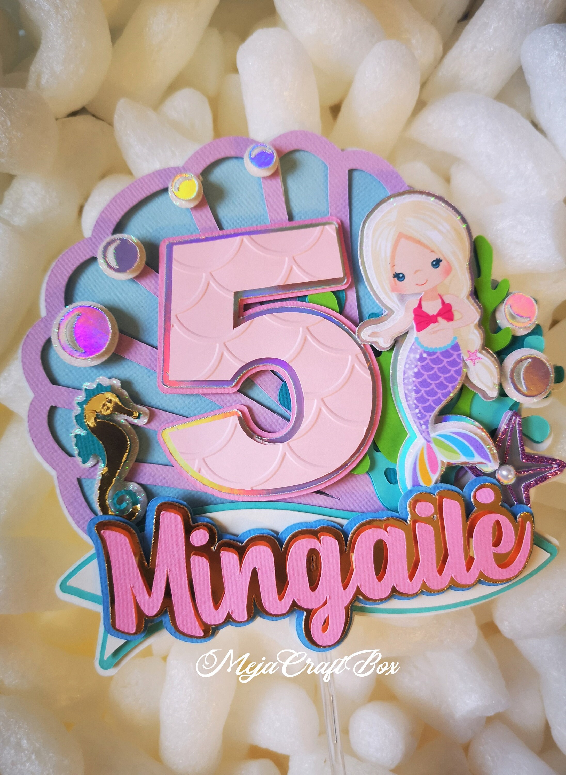 Mermaid 3D Personalised Birthday Cake Topper Option to | Etsy