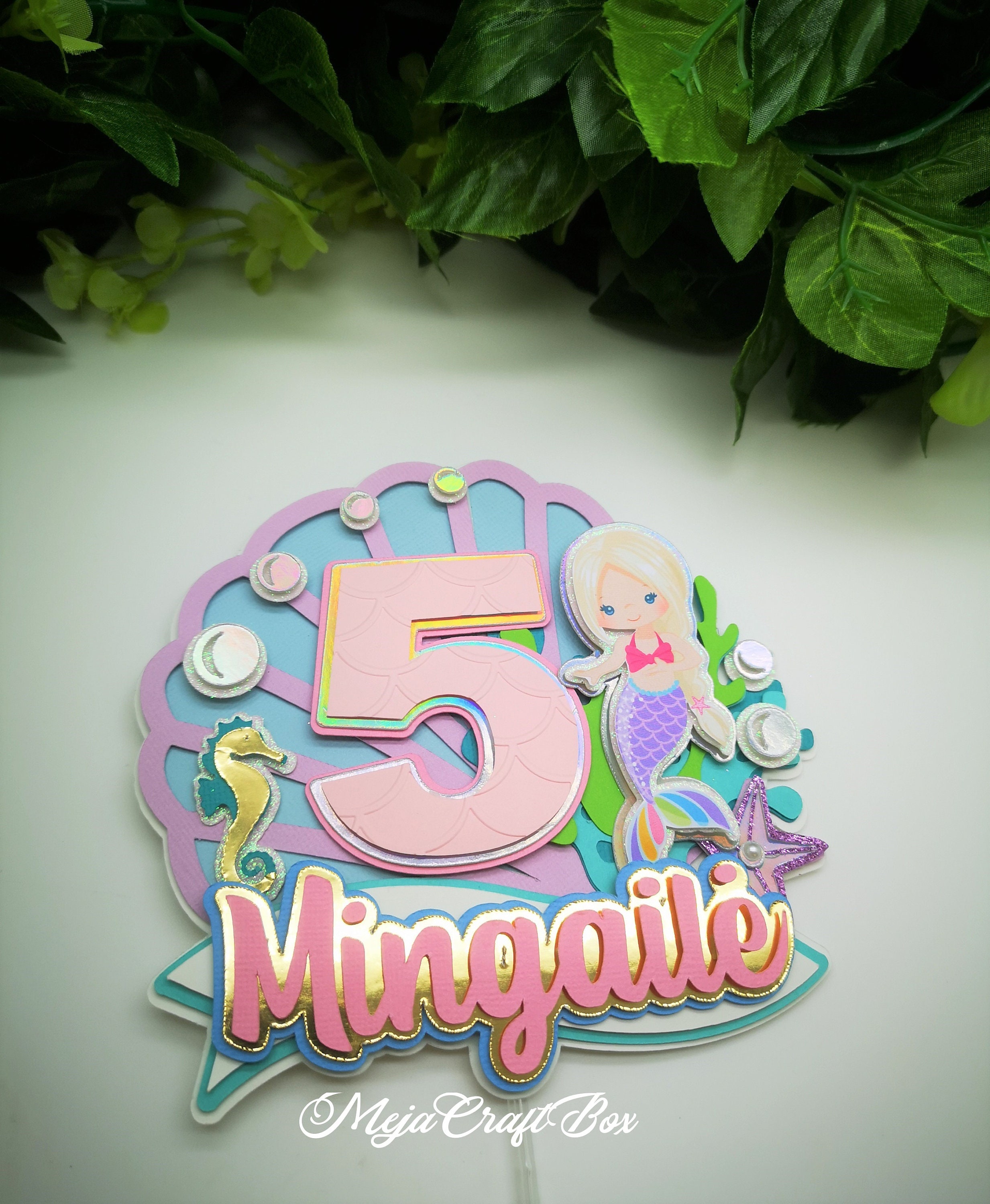 Mermaid 3D Personalised Birthday Cake Topper Option to | Etsy