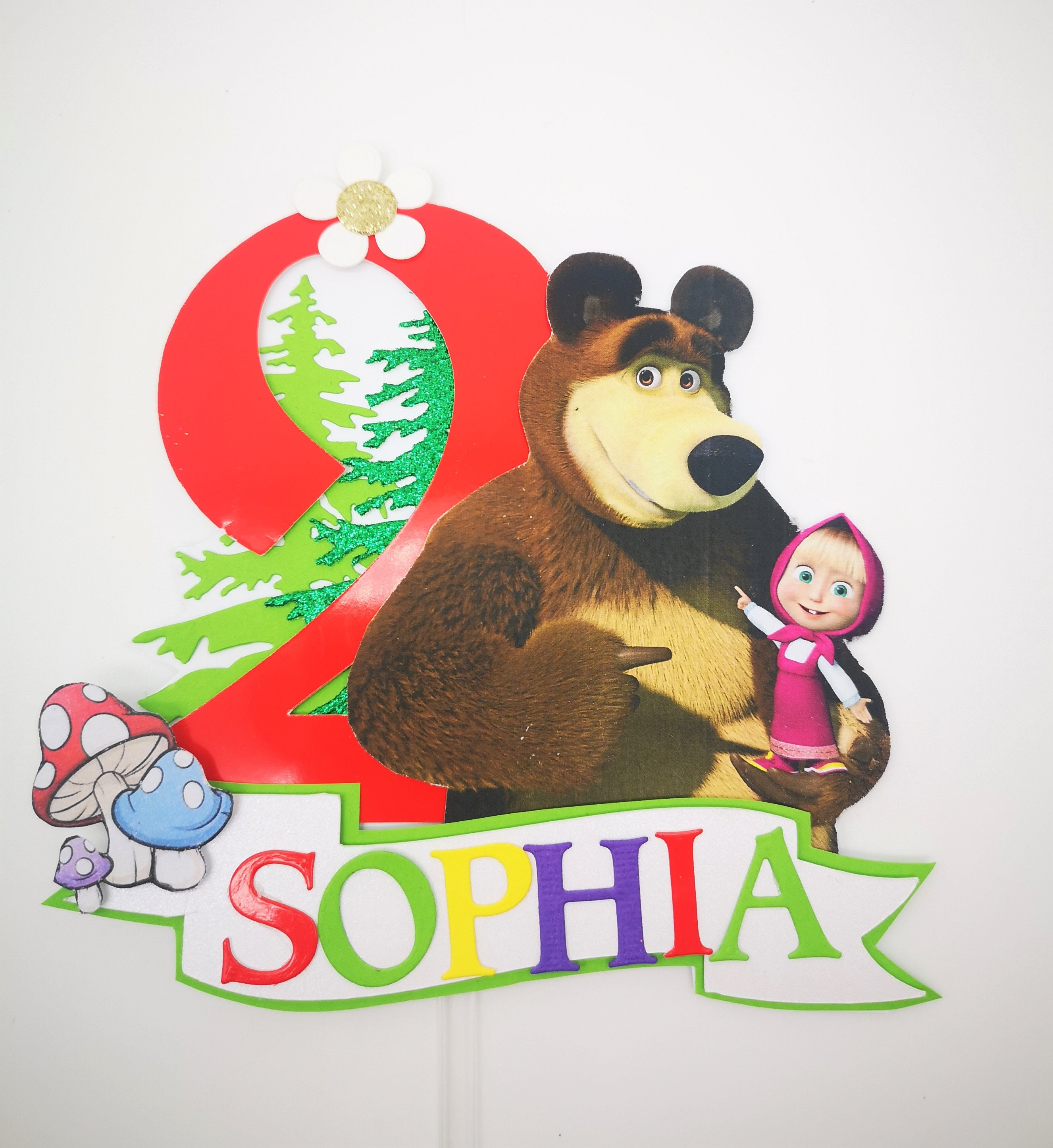 Masha And The Bear Cake Topper Masha Birthday Party Name Etsy