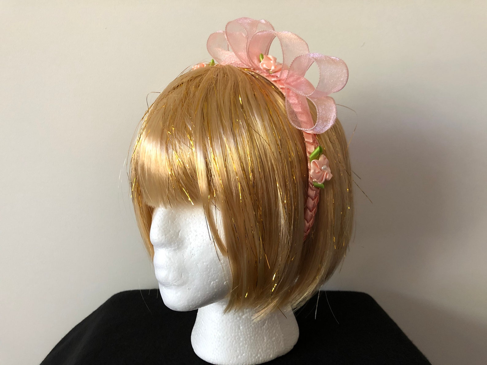 Girl Peach Headband Peach Ribbon Headband Peach Bow Headband Fancy ...