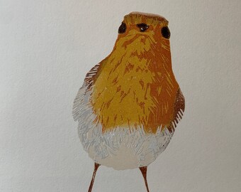 Robin Linocut Print | Etsy UK
